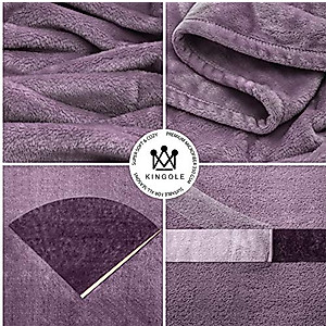 Kingole Flannel Fleece Microfiber Throw Blanket, Luxury Lavender Purple Twin Size Lightweight Cozy Couch Bed Super Soft and Warm Plush Solid Color 350GSM (66 x 90 inches)