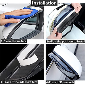 Bigens 2PCS Universal Car Rear View Mirror Rain Cover Sun Visor Eyebrow Carbon Fiber Side View Mirror Rain Guard Auto