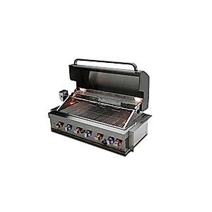Mont Alpi MABi805 44-Inch 6-Burner 87000 BTU Built-In Stainless Steel Outdoor Kitchen Gas Grill w/ Ceramic Infrared Rear Burner + Rotisserie Kit & Weather Cover