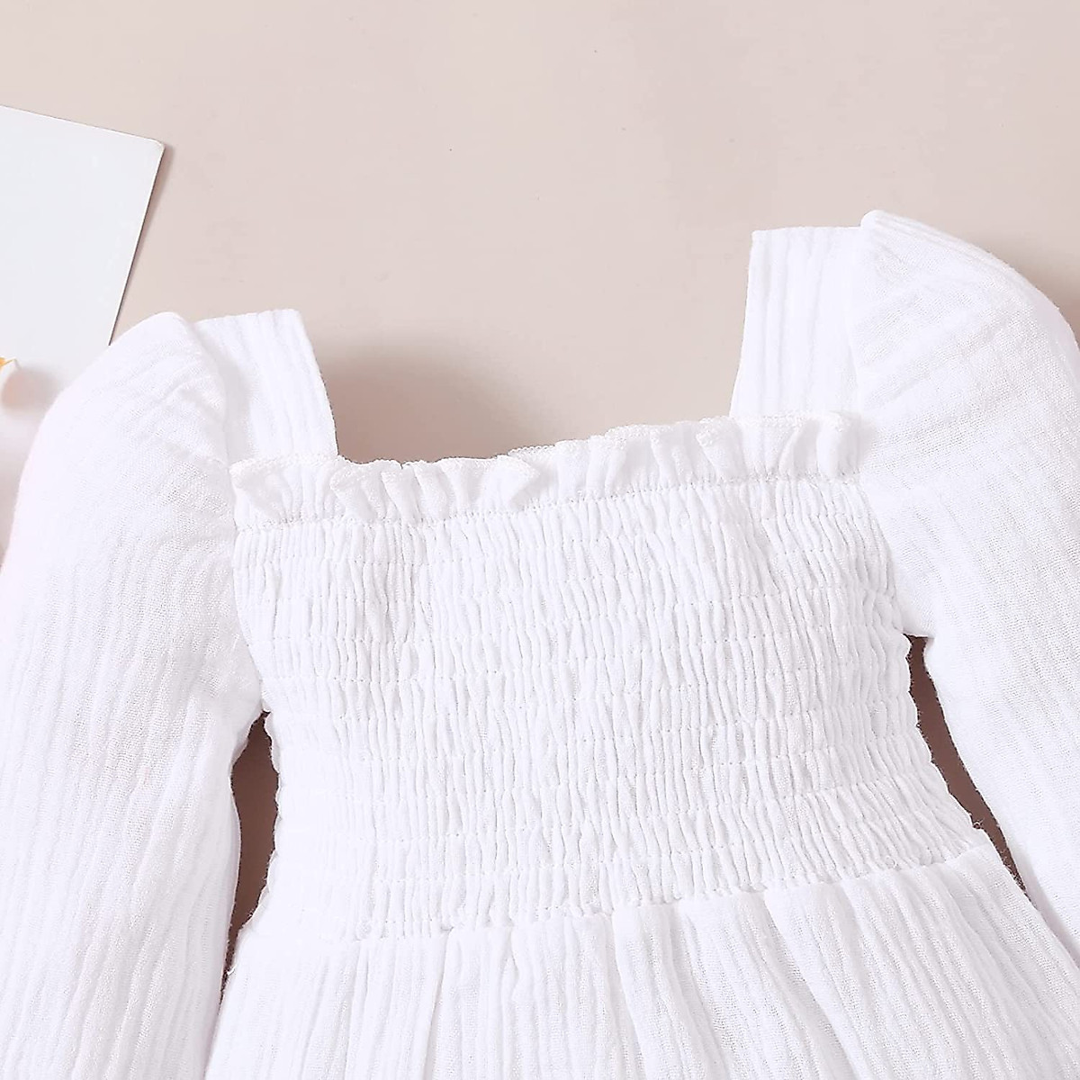 Socutebabe Baby Girl Vintage Bubble Romper Onesie Long Sleeve Ruffle Jumpsuit Bodysuit Princess Outfit Boho Clothes (White,12-18 Months)