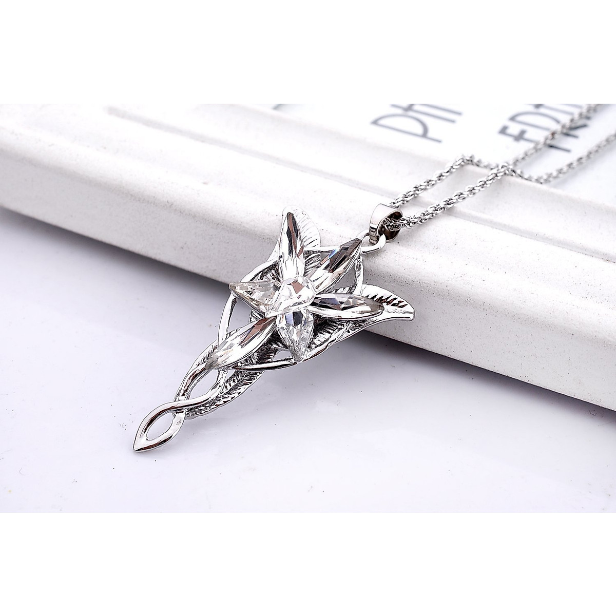 LUREME® Fairy Princess Arwen Silver Tone Zirconia Wings Pendant Necklace for Women(a1000004)