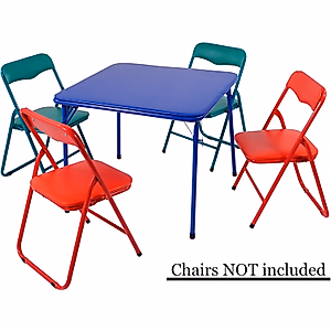 Peekabu Kids Folding Square Table Collapsible Legs Card Table with Padded Tabletop Small Foldable Toddler Activity Table for Indoor Outdoor, 23.5" W X 23.5" D X 20.5" H, Blue