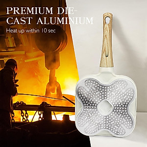 Nonstick Egg Frying Pan, 4-Cup Granite Non Stick Omelette Pan Skillet for Breakfast, Pancake Pan with Heat-Resistant Handle, Compatible with All Stovetops, Easy to Clean, PFOA Free, White