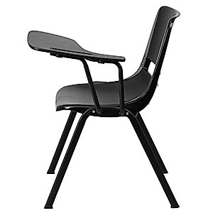 Flash Furniture Black Ergonomic Shell Chair with Left Handed Flip-Up Tablet Arm