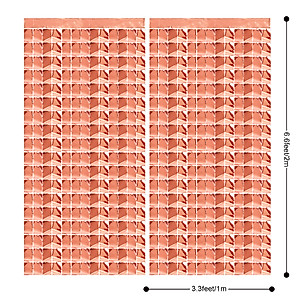 2 Packs 3.3x6.6 Feet Foil Fringe Curtains, UNIIDECO Metallic Rose Gold Birthday Square Sequin Tinsel Photobooth Photo Backdrop, Bridal Wedding Engagement Bachelorette Party Decorations Streamers