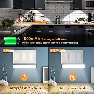 PRIORARE Under Cabinet Lighting Battery Operated Motion Sensor Closet Lights, Wireless Under Counter Lights with 20 LEDs for Kitchen/Cupboard/Stair/Drawer/Refrigerator (3 Packs)…