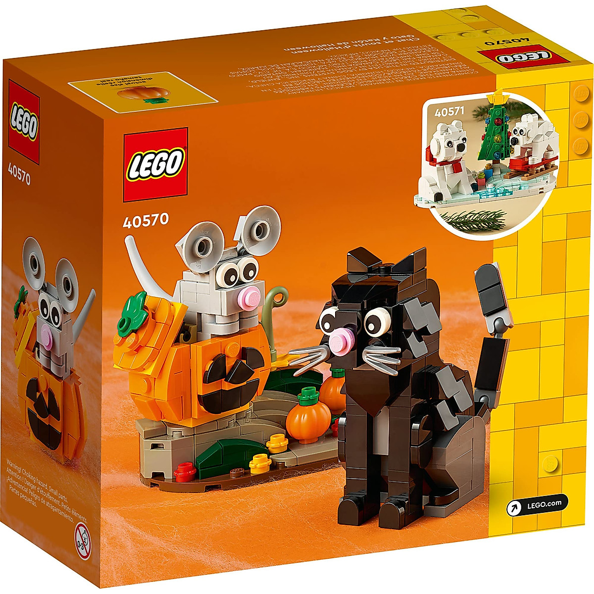 LEGO Halloween Cat & Mouse 40570 Building Kit, Whimsical Halloween Décor with Adorable Cat, Mouse, and Pumpkin Toys, Halloween Toy