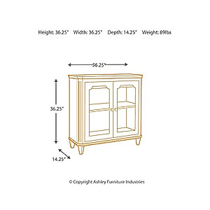 Signature Design by Ashley Mirimyn Vintage 36" 2-Door Accent Cabinet with Glass Inlay and Adjustable Shelf, Blue