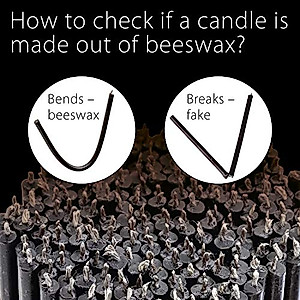 Danilovo Pure Beeswax Candles - No-Drip, Smoke-Less, Tall, Thin Taper Candles – Decorative Candles for Church Prayer, Decor or Birthday Candles – Honey Scented Candles – 6.3”x0.2” (Black,50pcs)