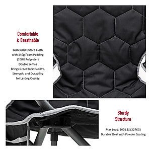 SUNNYFEEL XXL Oversized Camping Chair Heavy Duty 500 LBS for Big Tall People Above 6'4 Padded Portable Folding Sports Lawn Chairs with Armrest Cup Holder & Pocket for Outdoor/Travel/Picnic/Camp