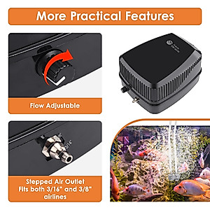AquaMiracle Aquarium Air Pump 160GPH 0.02MPa 5W Quiet Fish Tank Air Pump Aquarium Bubbler Hydroponics Air Pump Oxygen Pump Pond Aerator for up to 300 Gallon Water