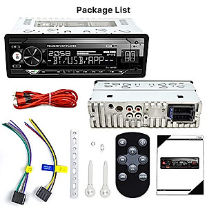 Single Din Bluetooth Car Stereo: Mechless Multimedia Digital Car Audio - in Dash MP3 Player with Dual USB/SD/AUX-in FM/AM Radio Receiver Wireless Remote Control