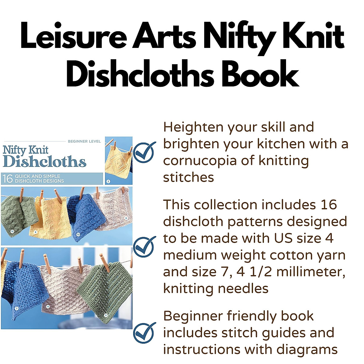 Nifty Knit Dishcloths-Includes 16 Dishcloth Designs Each in One of Four Colors