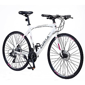 MAKELEN Road Bike for Men and Women Alloy Frame City Bicycle 700 c Wheel Set / 24 Speed/Disc Brake White&Grey