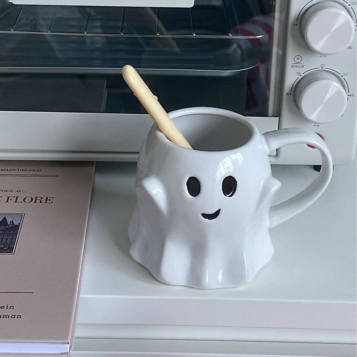 TOKZON Ghost Mug, Halloween Coffee Mug, Cute Ghost Coffee Mug, Ghost Halloween Ceramic Coffee Mug, 14 Fl Oz (1pcs)