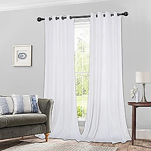 LORDTEX White Velvet Curtains for Living Room - Thermal Insulated Velvet Blackout Curtains Room Darkening Grommet Window Drapes, 52 x 84 Inch, 2 Panels