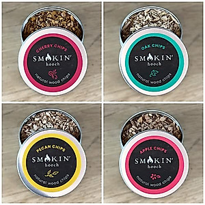 Cocktail Smoker with Solid Oak Smoke Top & 4 Wood Chip Flavors (cherry, pecan, apple, & oak wood chips) Gifts for Smokers | Whiskey Smoker Kit | Old Fashioned Cocktail Kit | Bourbon Smoker Kit