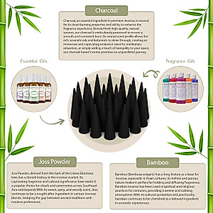 Japanese Cherry Blossom Charcoal Incense Cones 2" BACKFLOW - 60 Pack - Natural Scented Cones Handmade Hand Dipped