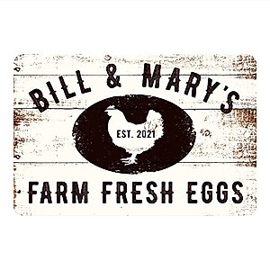 Pattern Pop Personalized Farm Fresh Eggs Rustic Barnwood Look Metal Sign (8x12 Inches)
