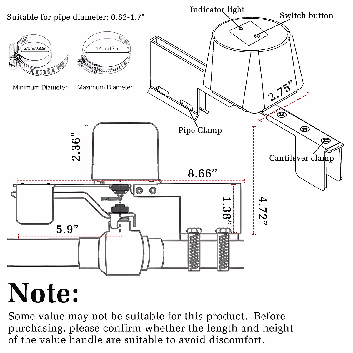 Owfeel WIFI & Bluetooth Smart Water Valve, Shutoff WIFI Control Water Valve Compatible With Alexa, Google and Application Program iOS/Android