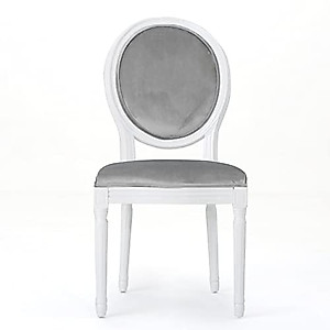 Christopher Knight Home Camille Traditional Velvet Dining Chairs, 2-Pcs Set, Horizon Grey / Gloss White