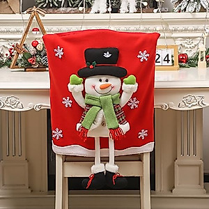 Christmas Chair Covers -Christmas Chair Back Decoration Cover, ?? Santa Claus Snowman Reindeer Xmas Dinner Chairs Cover, Chair Slipcover Christmas Table Decoration, Christmas Props Xmas Decor #B