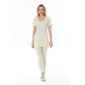 WoolCo. Merino Wool Undershirt for Women, Tunic Length T-Shirt Top | 185 Lightweight Base Layer, Thermal Underwear (X-Large)