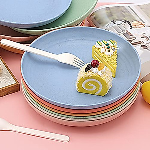 Dwrttow 12 Pack Wheat Straw Plates,9 Inch Lightweight Straw Plates,Plastic Plates Reusable,Unbreakable Deep Dinner Plates,Perfect for Dinner Dishes,BPA free & Eco-Friendly,Dishwasher & Microwave Safe