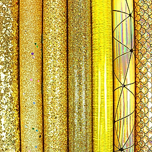 Yuanchuan 7Pcs/Set 8.3" x 12"(21cm x 30cm) A4 Bundle Leather Sheets Mixed Green Series Holographic Sparkle Fine Chunky Glitter Faux Leather Fabric Bow Earrings Making DIY Craft (Green Series)