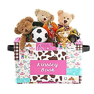 Storage Baskets Western Cowgirl Cartoon Storage Baskets for Organizing, Foldable Storage Baskets for Shelves, Fabric Storage Bins with Handles 1 Pack