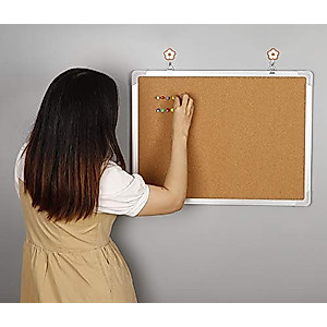 Cork Board Set - Bulletin Corkboard 24 x 18 inch Framed with 10 Thumb Tacks - Small Wall Hanging Message Memo Pin Tackboard Organizer for Home, Office, Desk and Cubicle (Cork 24x18")