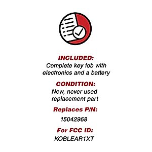KeylessOption Replacement 3 Button Keyless Entry Remote Control Key Fob for 15042968 -Red