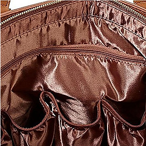 JOY & IMAN Alexandria Leather Tote Crossbody Zip Pockets Cognac NEW 539-083