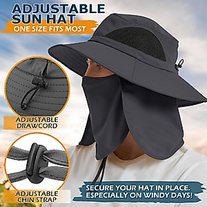 EINSKEY Sun Hat with Neck Flap, UV Protection Waterproof Safari Cap Wide Brim Bucket Hat for Fishing Gardening Hiking Hunting