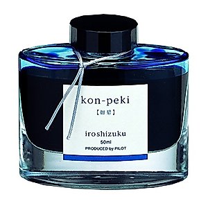Pilot Iroshizuku Fountain Pen Ink - 50 ml Bottle - Kon-Peki Deep Azure Blue (Japan Import)