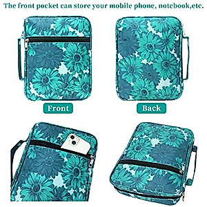 BOYOUAN Bible Covers for Women Bible Case Girls Bible Bags Large Size Bible Book Holder Carring Case Organizer Bag Floral Art Christian Church Protective Study Scripture Bag with Handle Pockets