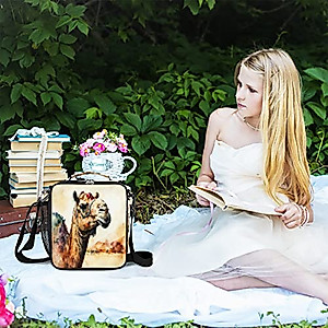 Insulated Lunch Bag, Vintage Watercolor Desert Camel Lunch Box Wide Opened Tote Reusable Lunch Container Organizer Thermal Cooler Bag with Shoulder Strap for School Office Picnic Hiking Beach Fishing