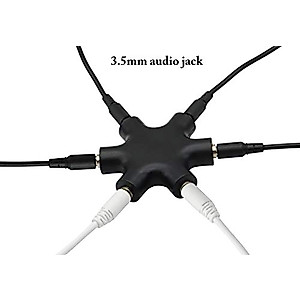 zdyCGTime Headphone Splitter, 3.5mm Stereo Audio Headset Adapter 3.5mm 6-Port Music Sharer, 3.5mm 6 Port Female Headphone Splitter Audio Connector with 3.5mm M/M TRS Stereo Plug Cable(Black)