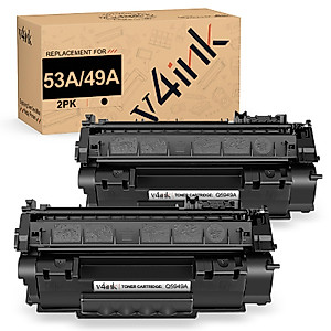 v4ink Compatible 49A 53A Toner Cartridge Replacement for HP Q5949A Q7553A for use with HP 1320 1320n P2015dn P2015 P2015n 3390 3392 1160 P2014 M2727nf MFP Printer (Black,2 Packs)
