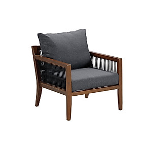 Nathan James Freya Bohemian Wooden Armchair, Outdoor Patio Chair, Solid Acacia Wood Frame, Dark Acacia