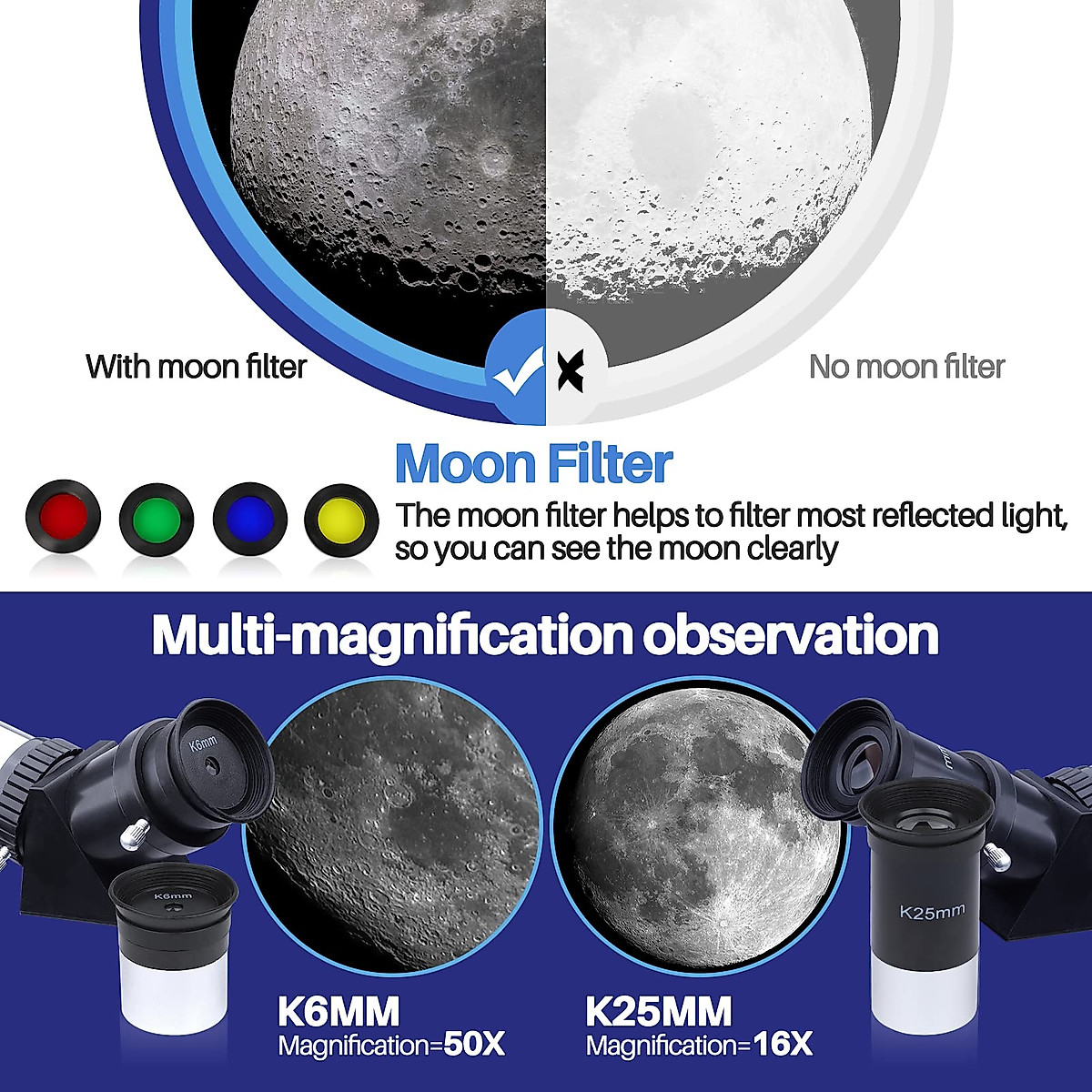 Telescope for Kids Beginners,70MM Astronomy Monocular Telescopes with Backpack, Adjustable Tall Tripod