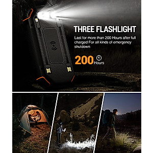 Jinepin 2 Pack of 36000mAh Solar Power Bank Solar Phone Charger, Built in 6 Cables, Wireless Portable Charger External Battery Pack with Led Flashlight