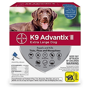 Bayer K9 Advantix II Flea and Tick Prevention for Extra-Large Dogs 4-Pack, Over 55 Pounds