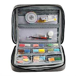 Knitting Project Carrying Bag Oxford Fabric Multi Pocket Embroidery Storage Bag for Crochet Hooks Knitting Needles Cross Stitch Tools