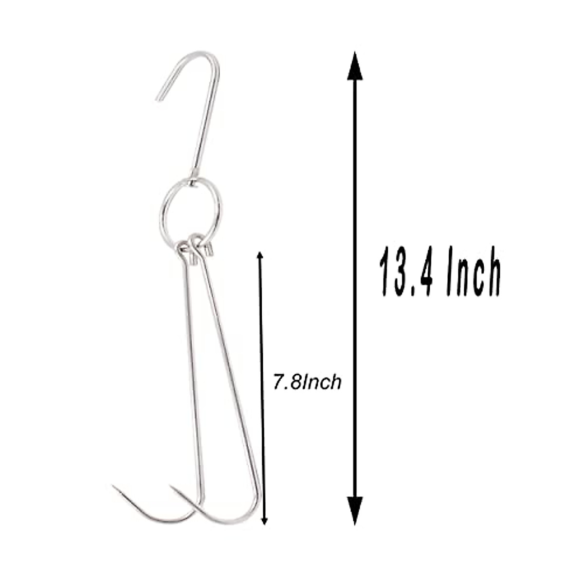 Alele Double Hooks Meat Hooks Poultry Roasting Hooks Butcher Hook Processing Meat Hook Stainless Steel Rotary Device Slaughtering Barbecue (13.4in Meat Hooks)