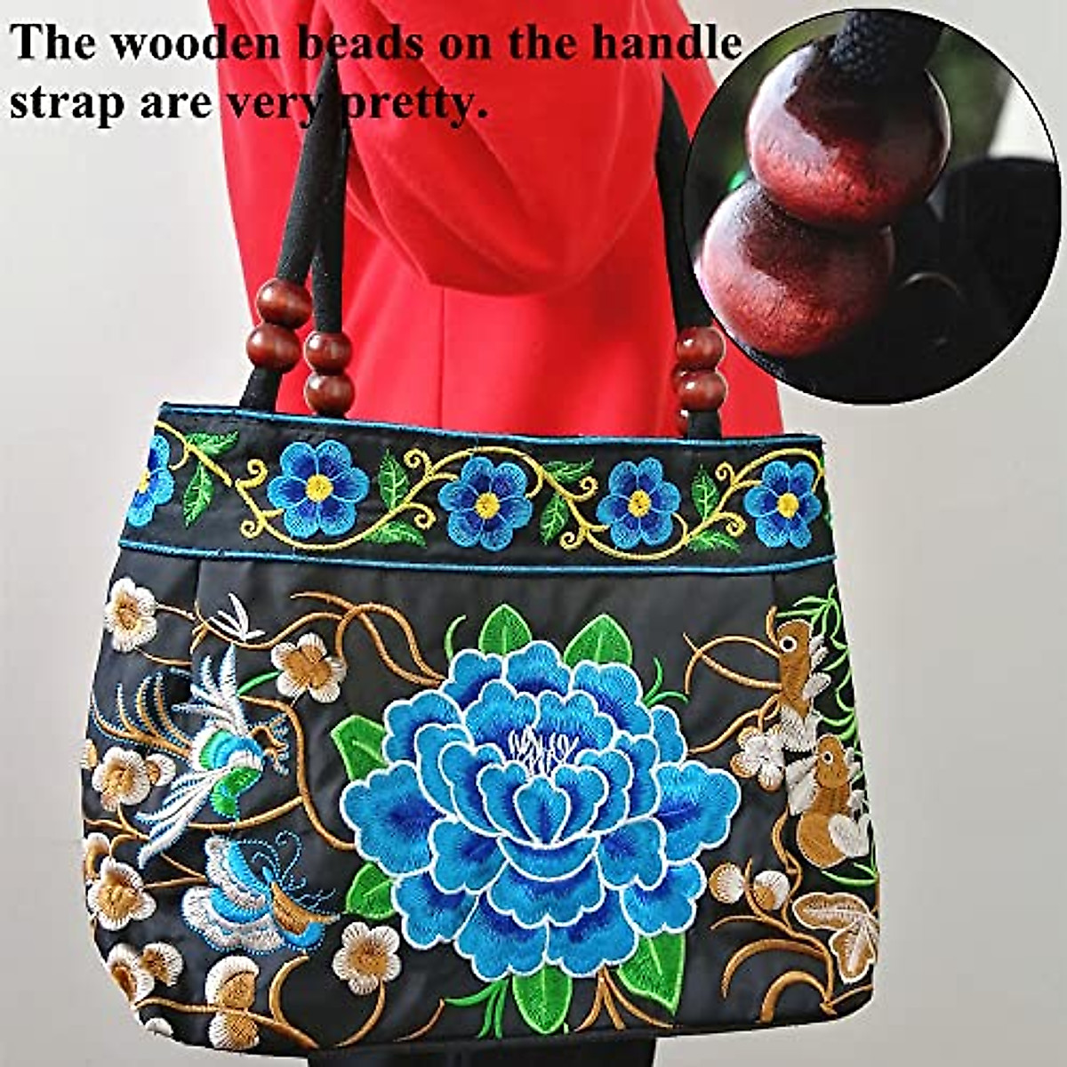 Embroidered Women Floral Handbags Embroidery Purse Vintage Hobo Tote Bag Ethnic Shoulder Bag