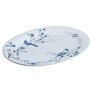 Paula Deen Dinnerware Indigo Blossom Platter, 10" x 14", Print