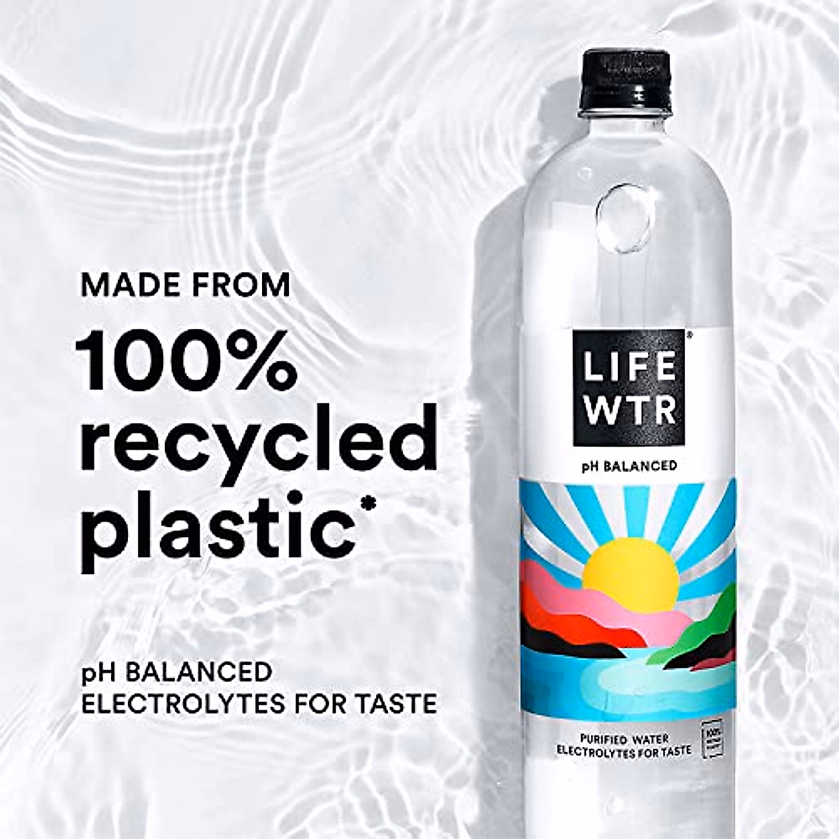 LIFEWTR Premium Purified Water pH Balanced with Electrolytes, 100% recycled plastic bottles, 16.9 Fl Oz Bottles, 500ml (Pack of 12)