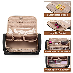 Yarwo Double-layer Storage Bag Compatible for Dyson Airwrap Multi-styler Complete and Attachments, Portable Travel Case with Hanging Hook for Hair Curler Accessories, Black (Bag Only, Patent Design)