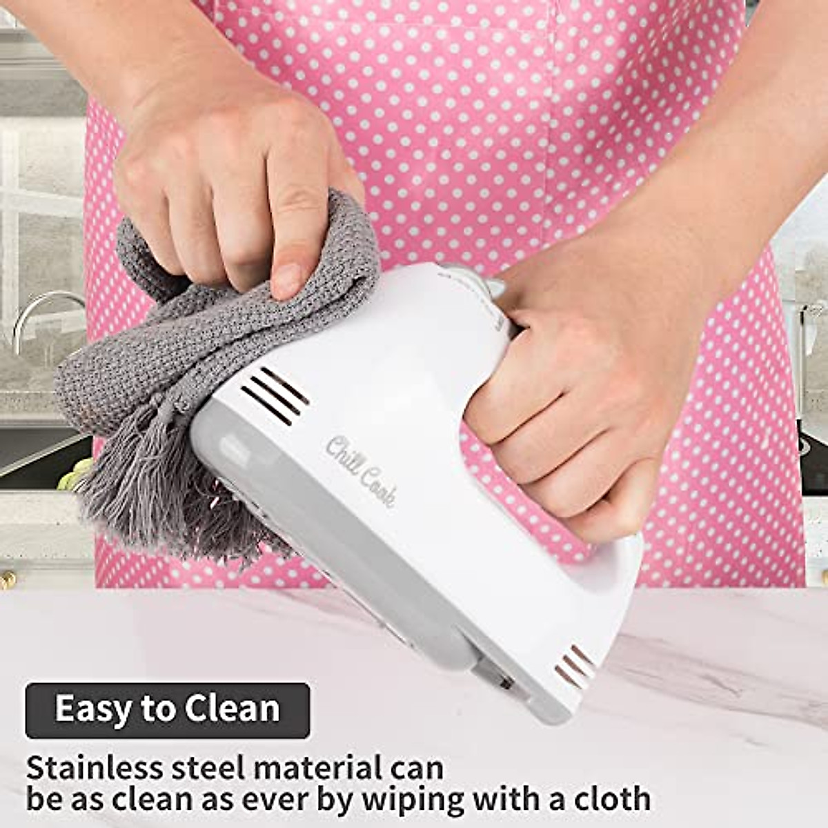 Electric Hand Mixer - Electric Baking Tools Includes 4 Stainless Attachments, 1 Egg White Separator - Chillcook Baking Mixer for Bread, Cake, Meringue - 300W Copper Motor 5-Speed Control